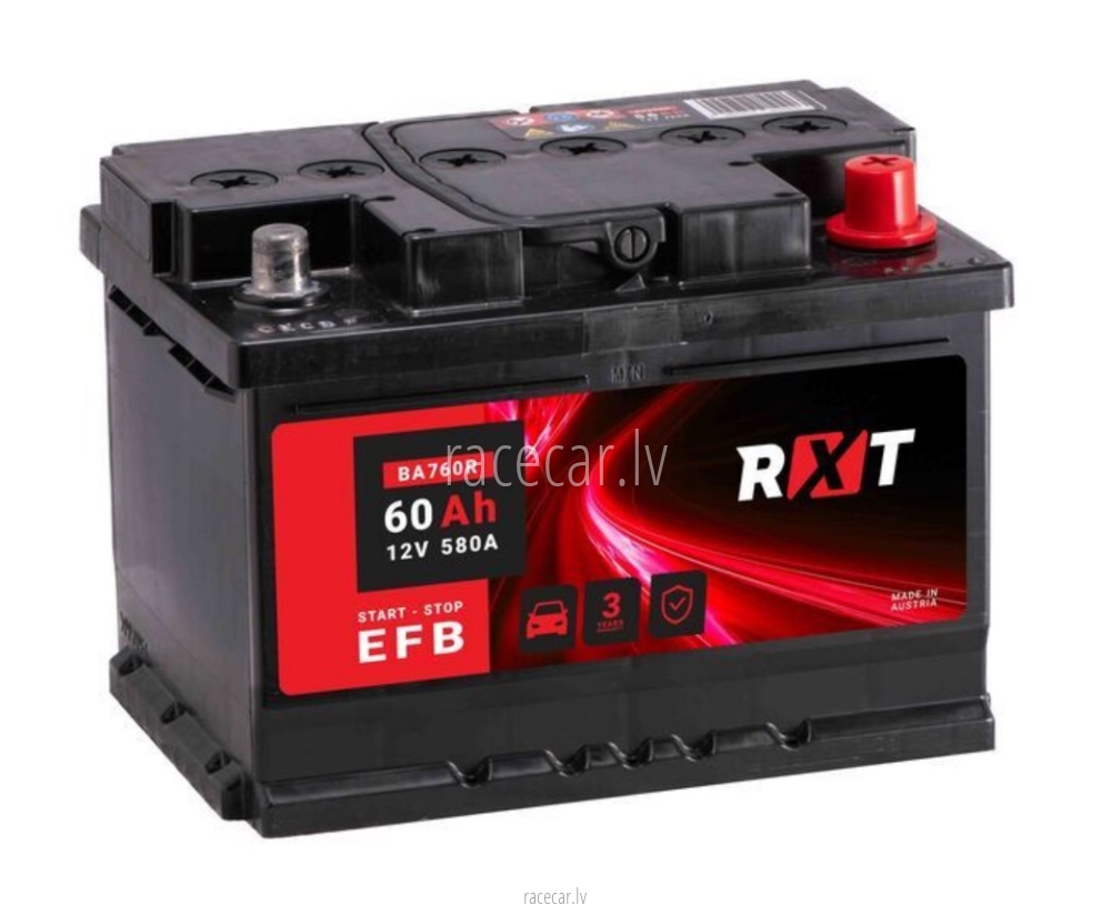Akumulators RXT EFB 60AH/12V/580A BA760R (Start-Stop) — Racecar interneta veikals